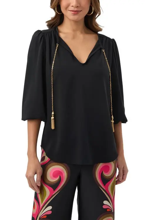 Trina Turk Morabi Chain Link Hardware Top - Black