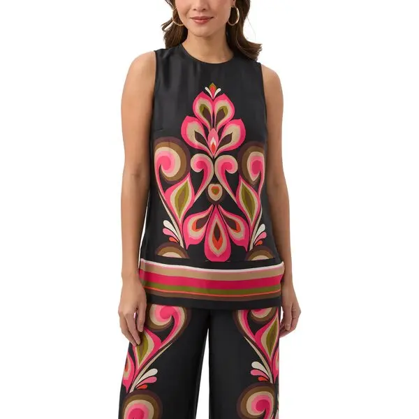 Trina Turk Malema Border Print Sleeveless Top