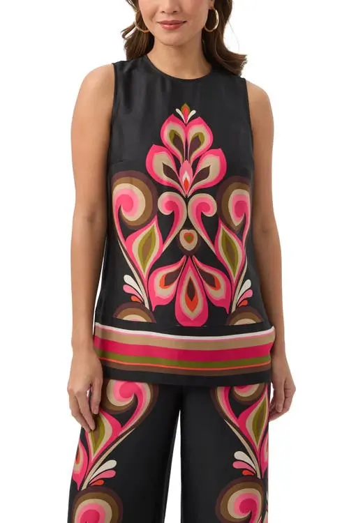Trina Turk Malema Border Print Sleeveless Top