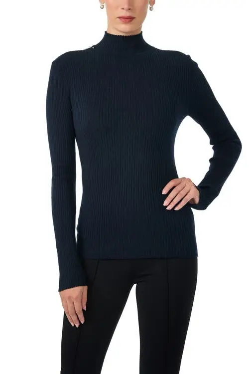 Trina Turk Hempstead Ribbed Turtleneck Sweater - Indigo