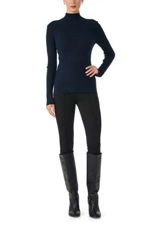 Trina Turk Hempstead Ribbed Turtleneck Sweater - Indigo