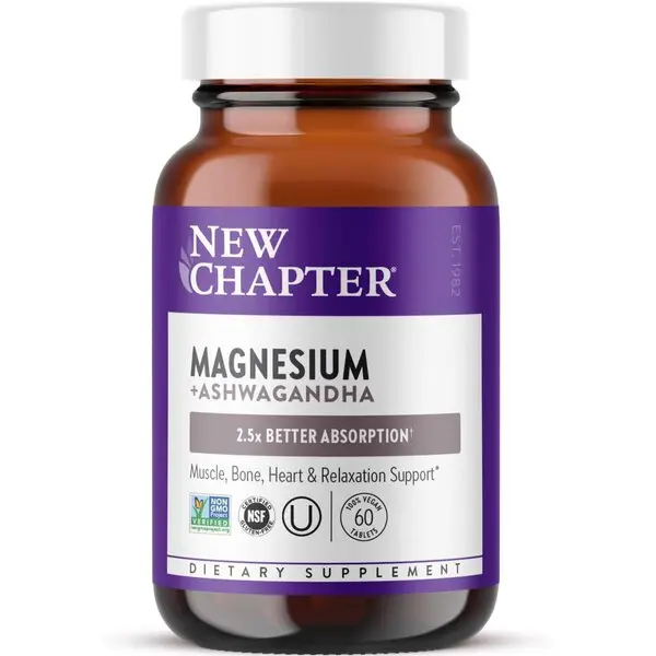 NEW CHAPTER Magnesium + Ashwagandha Tablets 60 Tablets - One-color