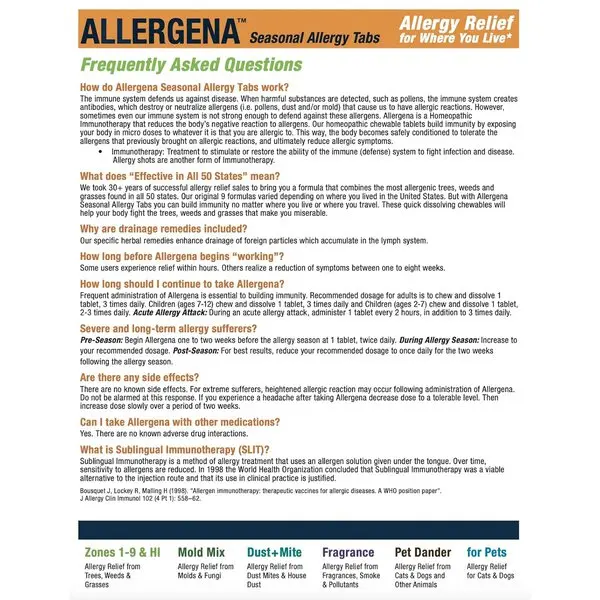 PROGENA Allergena Seasonal Allergy Tabs 90 Chewables