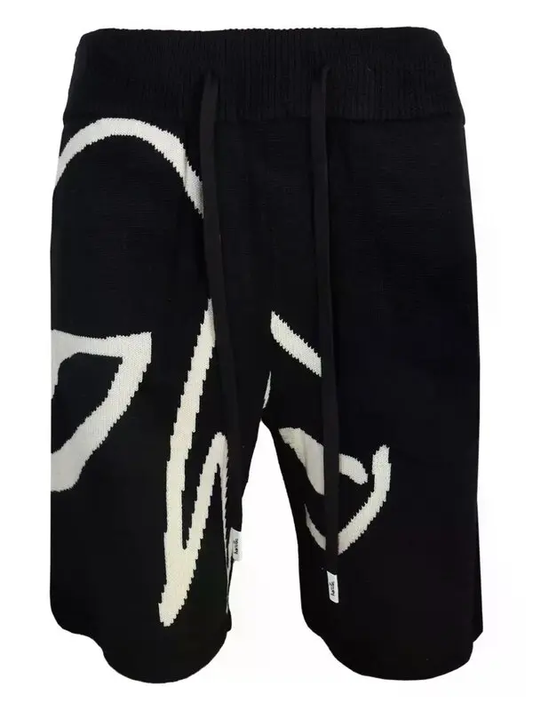 HACULLA. Graphic-print Wool Shorts - Black
