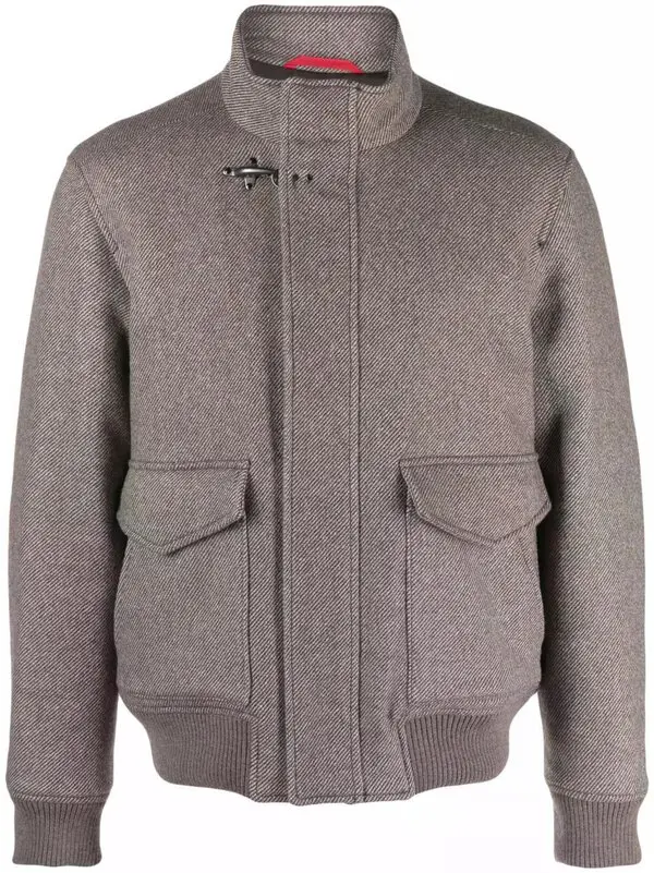 FAY Stand-up Collar Jacket With Buckle Detail - Brown