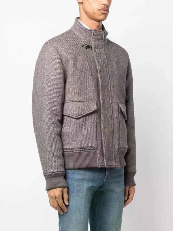 FAY Stand-up Collar Jacket With Buckle Detail - Brown