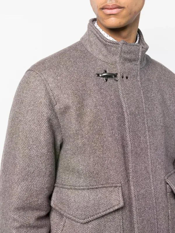 FAY Stand-up Collar Jacket With Buckle Detail - Brown