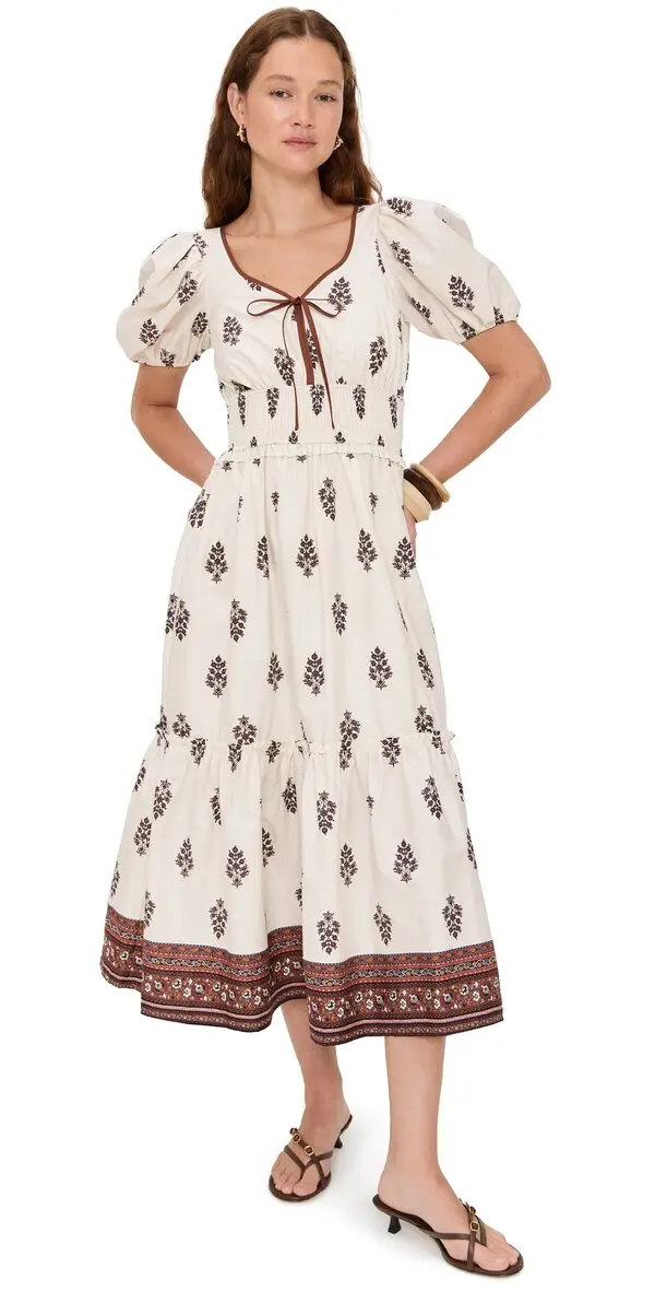 Puff Sleeve Midi Dress