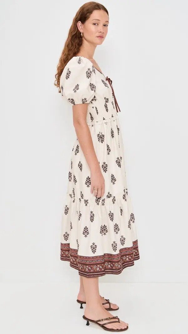 Puff Sleeve Midi Dress