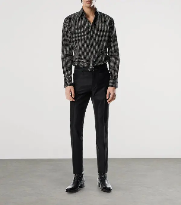 TOM FORD Cotton Voile Micro Pois Shirt - Black