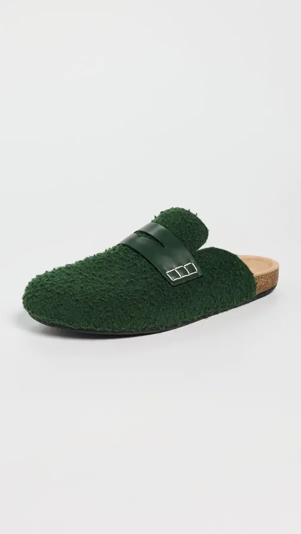 Jw Anderson Felt Loafers - Pine | Editorialist display picture 1