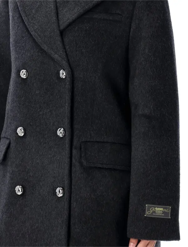 GANNI Tailored Double-breasted Coat - Phantom