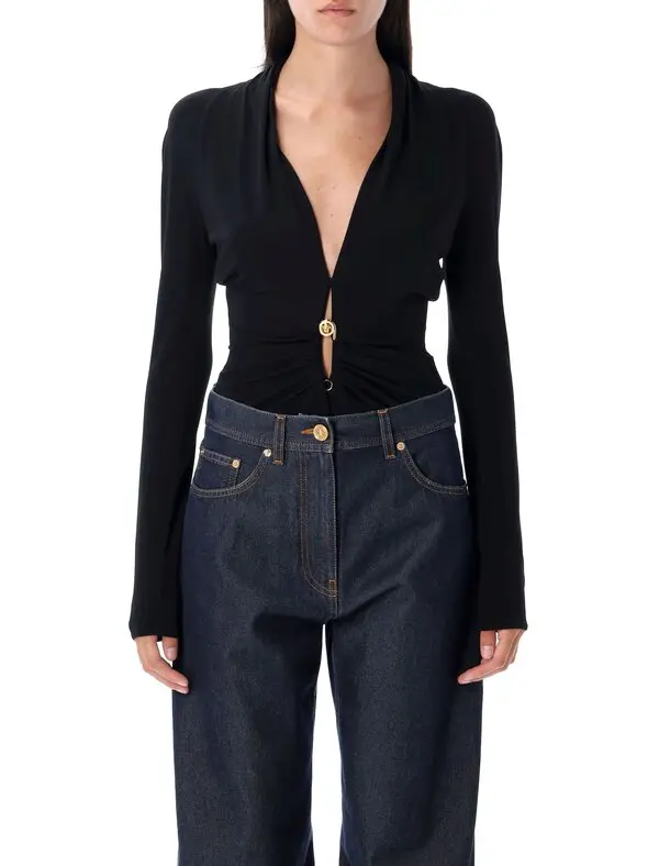Versace Safety Pin Draped Bodysuit