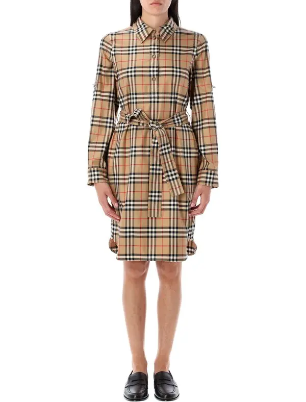Burberry Checked Cotton Shirt Dress Beige 3% Off Editorialist