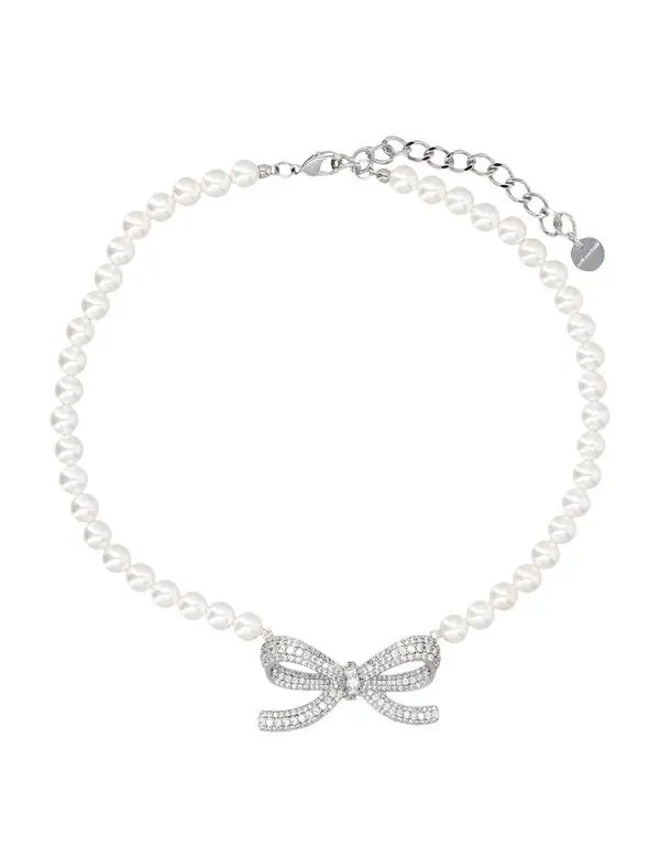 SELF-PORTRAIT Bow Necklace - Pearl