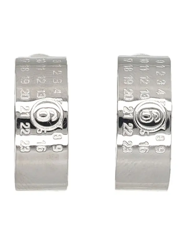 MAISON MARGIELA Numeric Signature Hoop Earrings - Polished Palladio