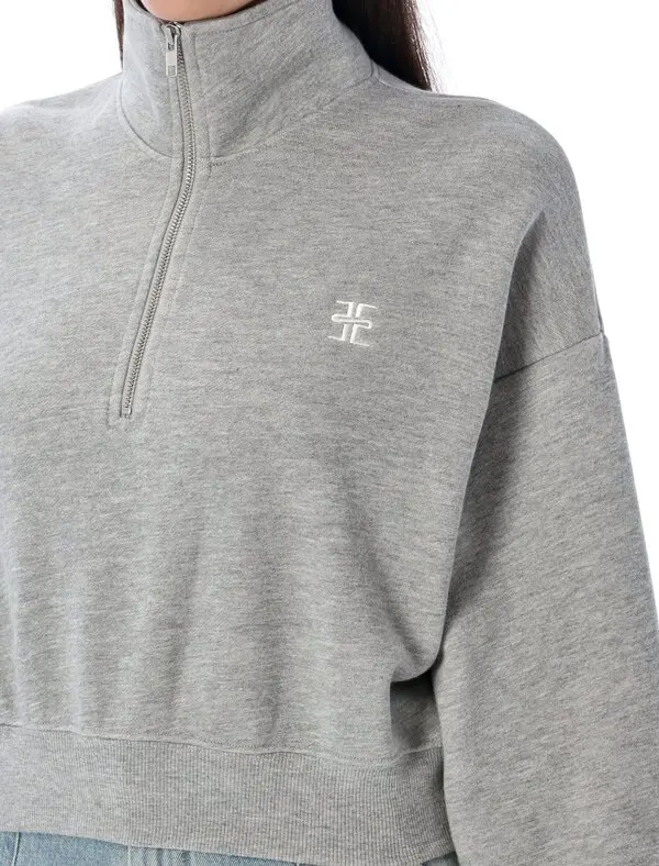 Eterne Terne Cotton-blend Cropped Sweatshirt - Grey