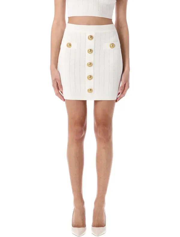 Balmain Ribbed Knit Mini Skirt