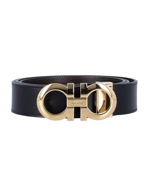FERRAGAMO Reversible Gancini Belt - Nero Hickory