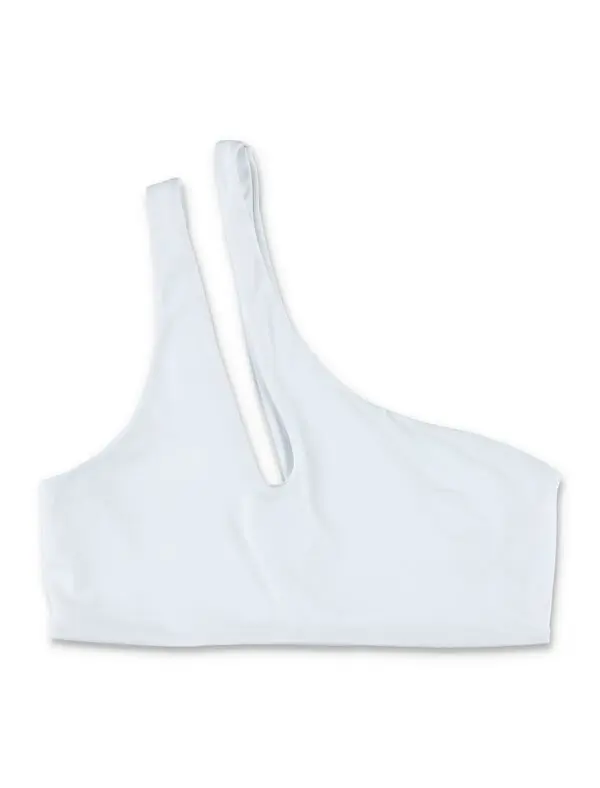 LET'S SWIM Teardrop Cut-out One Shoulder Bikini Top - White