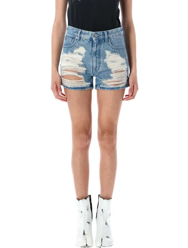 MAISON MARGIELA Distressed Denim Shorts - Blue