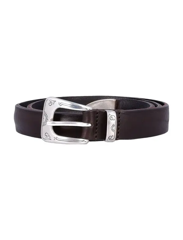 MANCINI 1979 William Leather Belt - Testa Di Moro