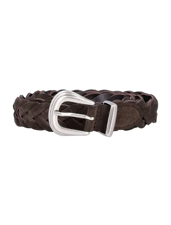 MANCINI 1979 Braided Suede Belt - Testa Di Moro