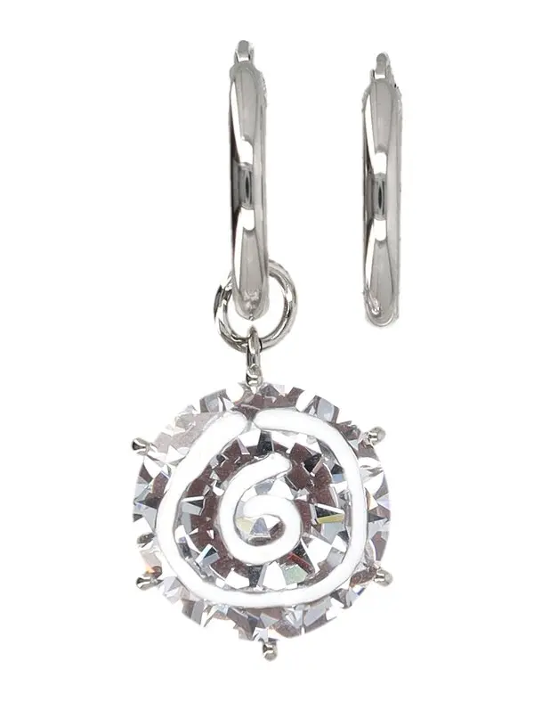MAISON MARGIELA Dangle Hoop Earrings - Silver Crystal