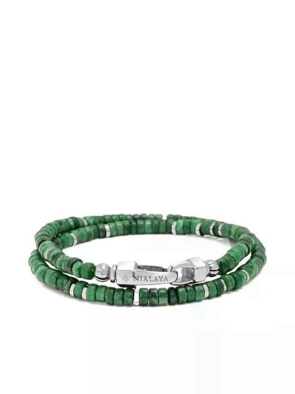 NIALAYA JEWELRY Malachite Heishi Wrap Bracelet