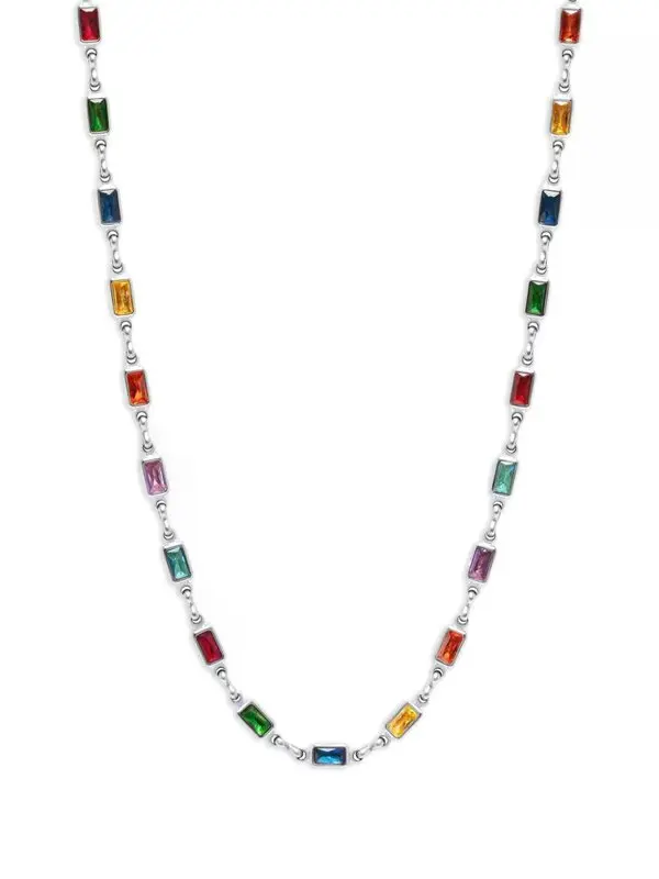 NIALAYA JEWELRY Rectangle Stone Tennis Necklace - Silver