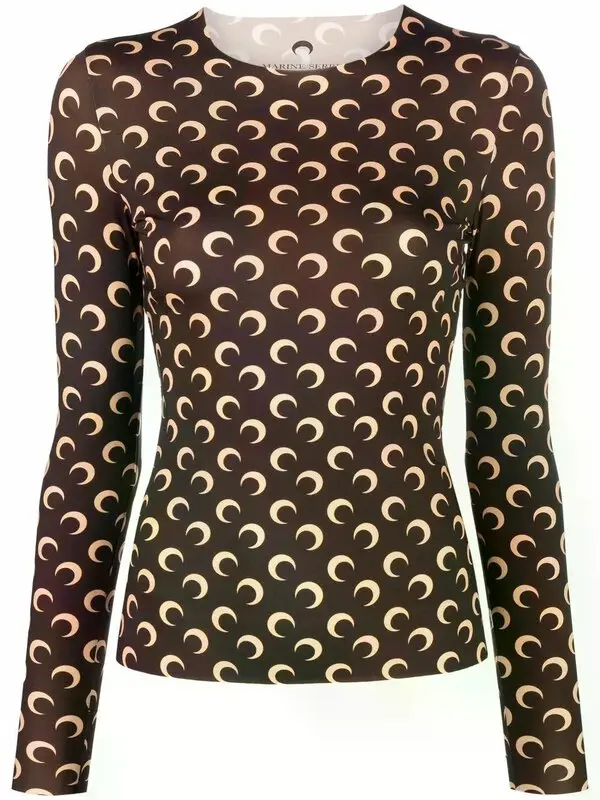 MARINE SERRE Second Skin Moon-print Top