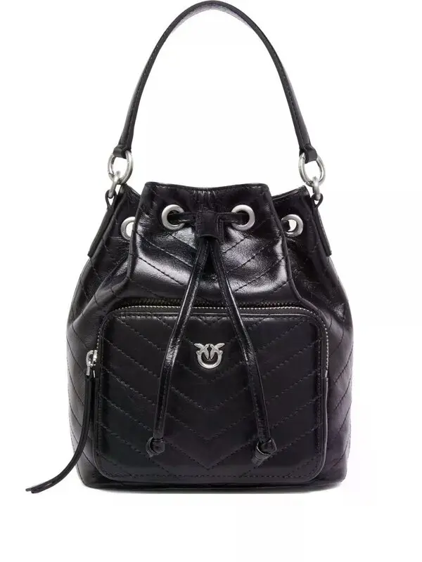 Pinko Quilted Leather Bucket Bag