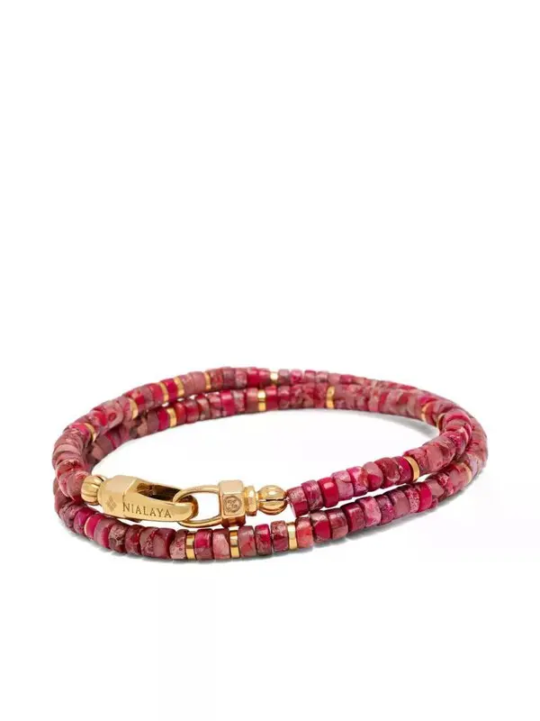 NIALAYA JEWELRY Howlite Heishi Wrap Bracelet - Red