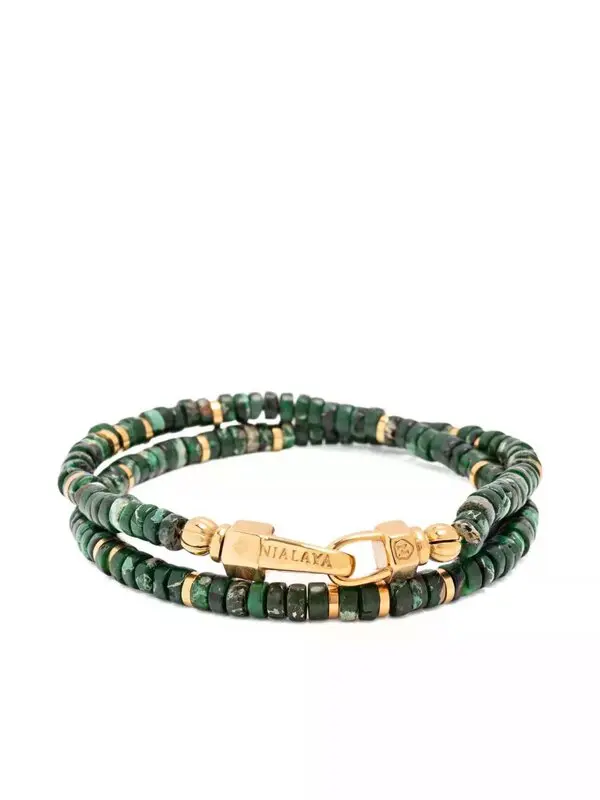 NIALAYA JEWELRY Heishi Malachite Wrap Bracelet