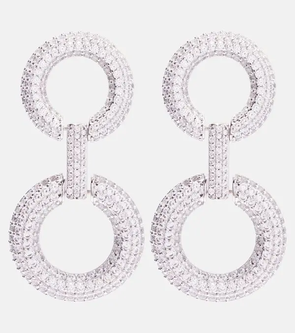 SELF-PORTRAIT Crystal-embellished Drop Earrings - Silver