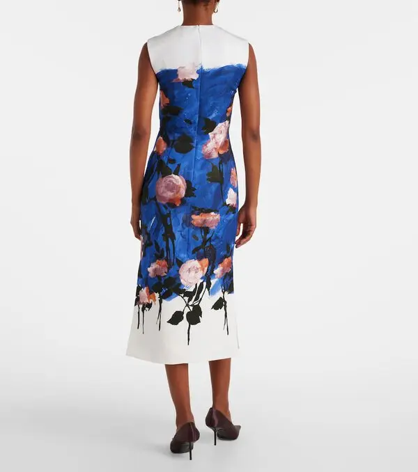 Erdem Floral Cotton-blend Midi Dress - Blue