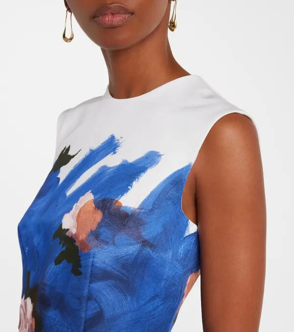 Erdem Floral Cotton-blend Midi Dress - Blue