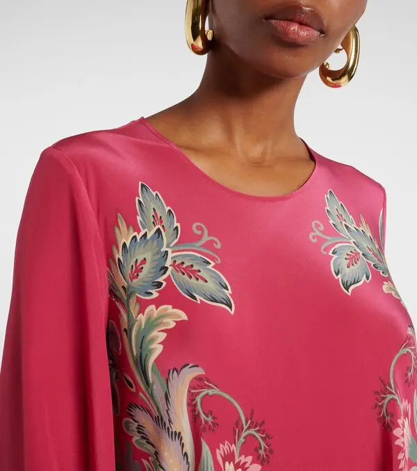 Etro Belted Printed Silk Maxi Dress