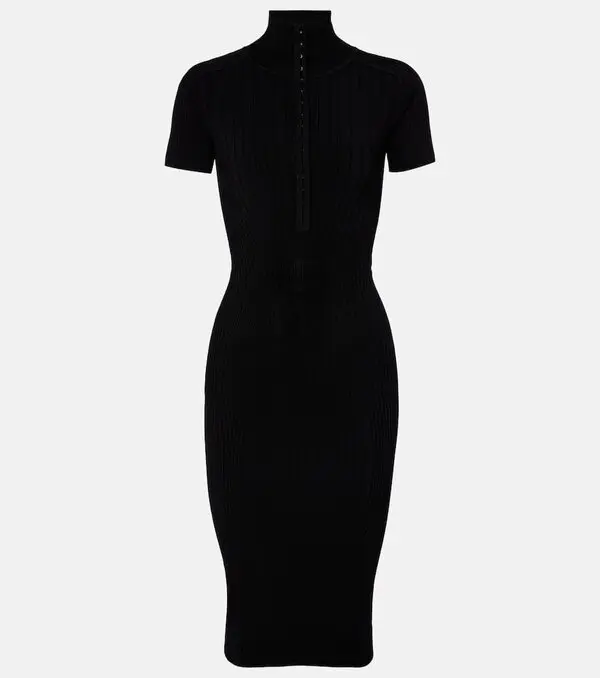 MUGLER Ribbed-knit Midi Dress
