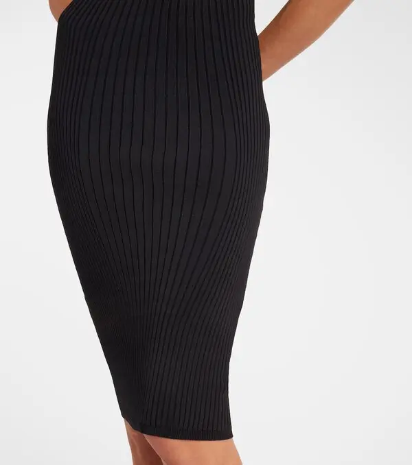 MUGLER Ribbed-knit Midi Dress