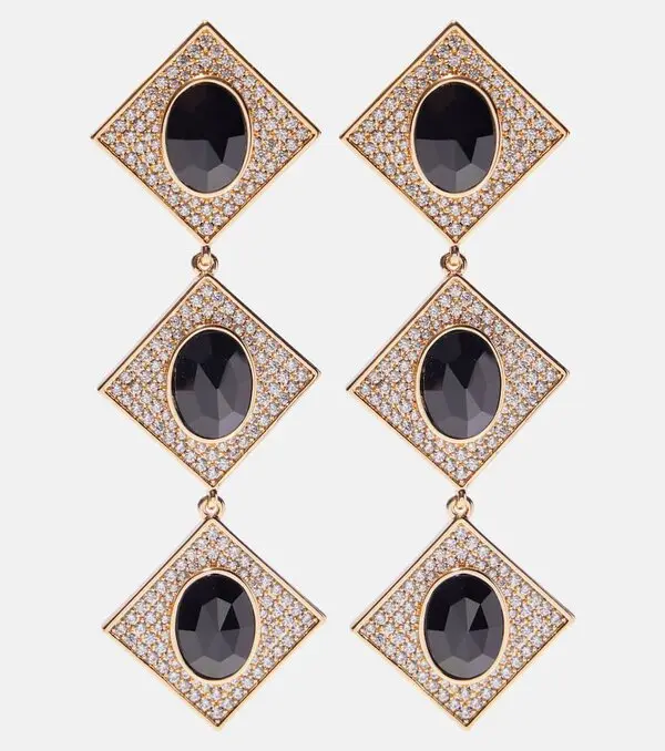 SELF-PORTRAIT Crystal-embellished Drop Earrings - Black