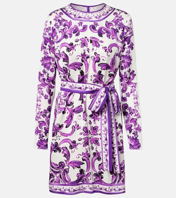Dolce & Gabbana Majolica Silk-blend Minidress - White