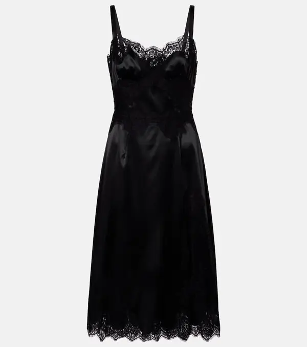 Dolce & Gabbana Lace-trimmed Satin Slip Dress