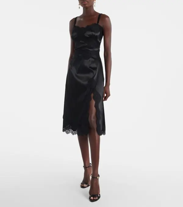 Dolce & Gabbana Lace-trimmed Satin Slip Dress