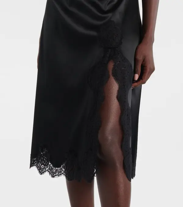 Dolce & Gabbana Lace-trimmed Satin Slip Dress