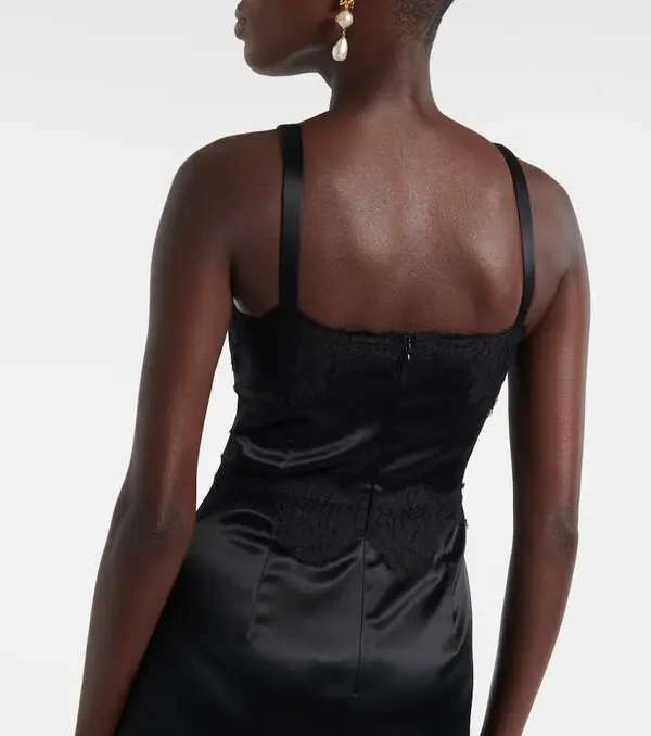 Dolce & Gabbana Lace-trimmed Satin Slip Dress