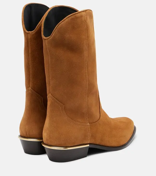 Isabel Marant Étoile Elbana Suede Cowboy Boots - Brown