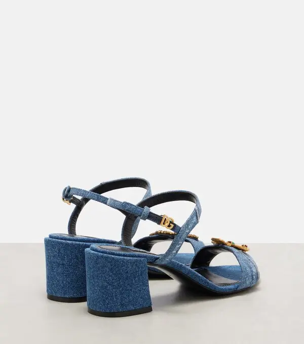 Dolce & Gabbana Embellished Denim Sandals