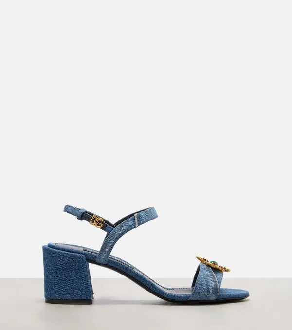 Dolce & Gabbana Embellished Denim Sandals