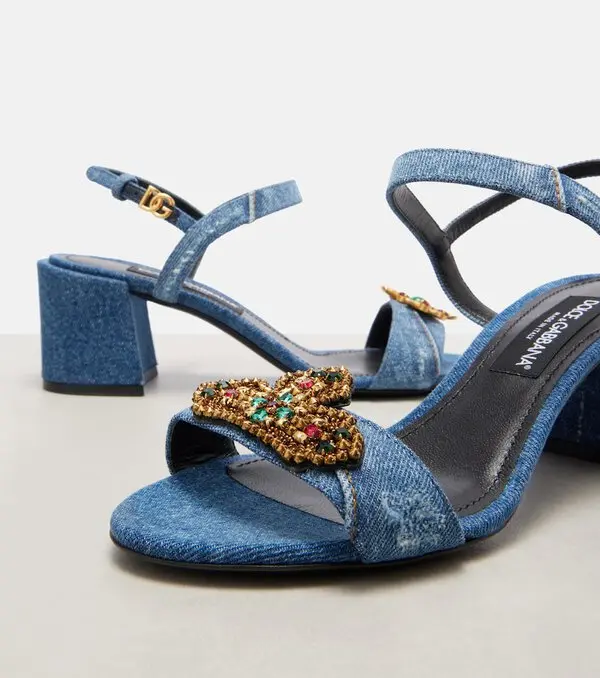 Dolce & Gabbana Embellished Denim Sandals
